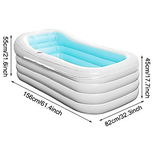 ZONAKS Portable Inflatable Bathtub with Built-in Electric Pump, Large Ergonomic Backrest Freestanding Bath Tub for Adult Home Spa and Hot Bath and Ice Bath, for Indoor & Outdoor, White
