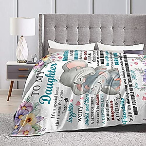 BUUGVIIL Daughter Gift from Mom to My Daughter Blanket Elephant Throw for Thanksgiving Christmas Birthday Gifts 50X60 in