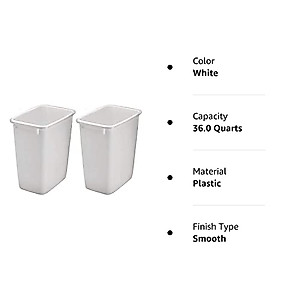 Rubbermaid 2806TP-WHT 36QT Open Wastebasket, White (Pack of 2)