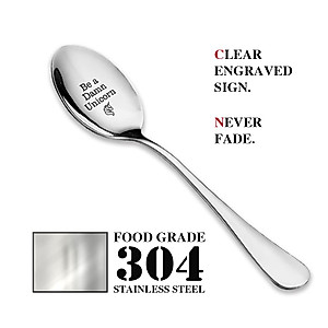 Be a Damn Unicorn,Funny Engraved Stainless Spoon,Coffee/Tea/Ice Cream/Dessert/Cereal Spoon for Women Men,Inspirational Saying,Unicorn Lover gift ideas ,Unicorn Gift,Christmas Gifts
