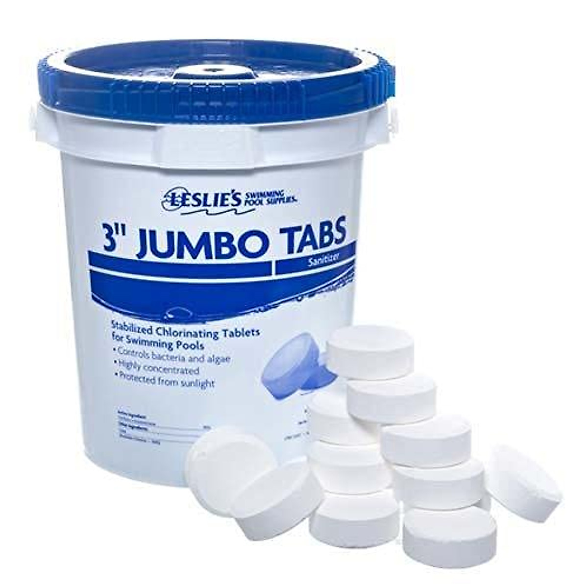 Leslie's Jumbo 3 Inch Chlorine Tablets for Sanitizing Swimming Pools - Stabilized - Individually Wrapped - Slow Dissolving - 90% Available Chlorine - Tri-Chlor - 35 Pounds 171549