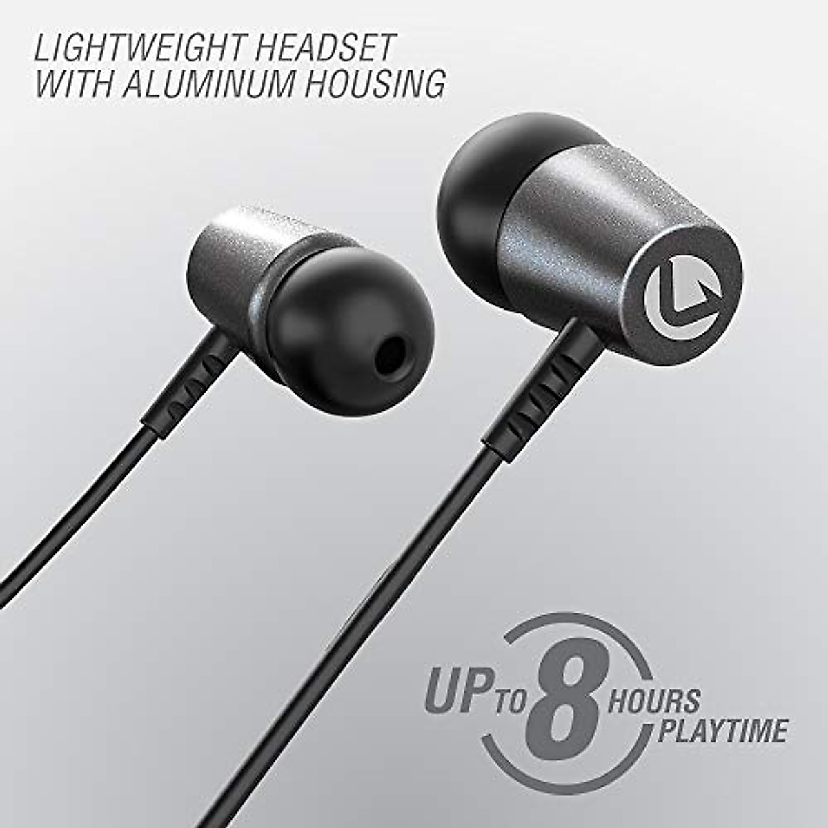 Volkano Wireless Sports Earphones w/Google Assistant/Siri, 8-HR Playtime Audífonos Inalámbricos, Flexible Neckband Bluetooth Earbuds, Compatible w/iPhone/Android, Hands-Free [Black] - Aeon+ Series