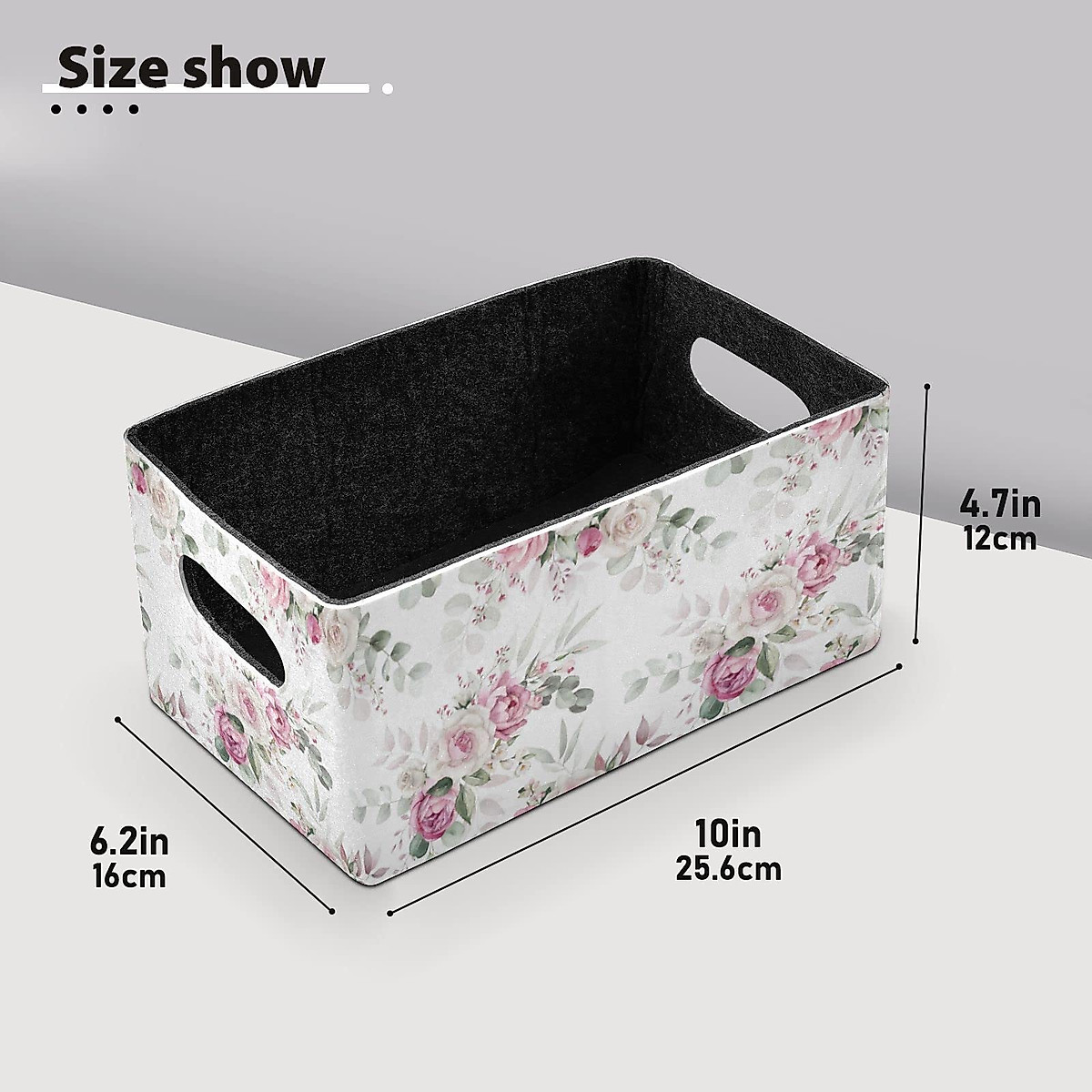 Pfrewn Floral Pattern Storage Bins Baskets for Organizing Pink Peach Blush White Flowers Fabric Foldable Storage Boxes Bag Collapsible Closet Shelf for Shelves Nursery Toys Office, 2 Pack