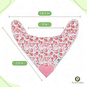 Pickle & Olive Baby Bandana Teething Bibs with Attached Teether- Set of 4 - Floral