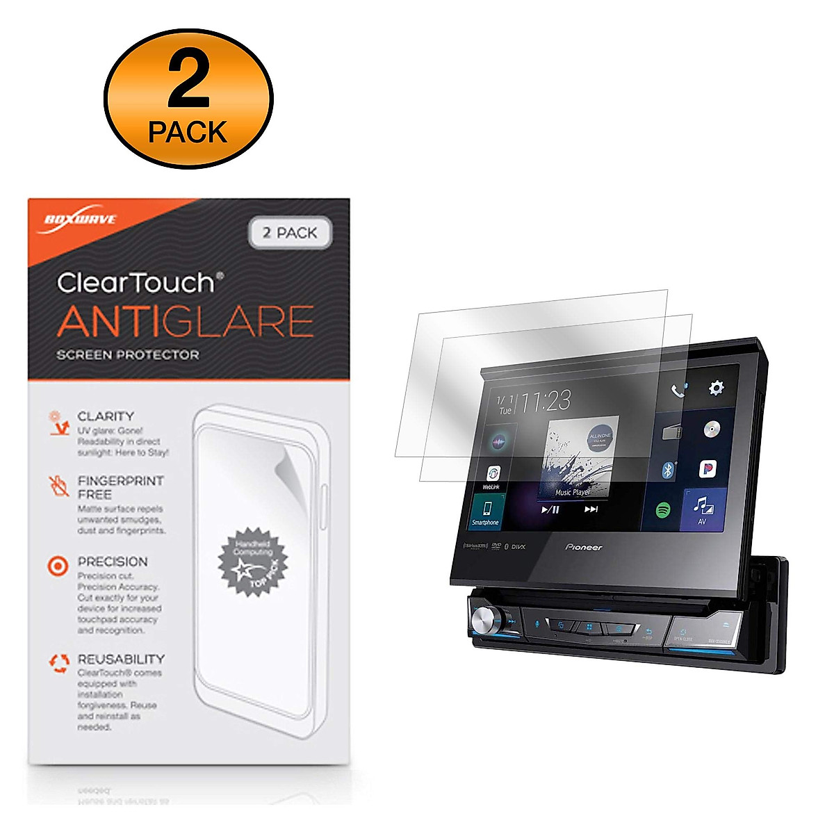 BoxWave Screen Protector Compatible with Pioneer AVH-3500NEX - ClearTouch Anti-Glare (2-Pack), Anti-Fingerprint Matte Film Skin for Pioneer AVH-3500NEX