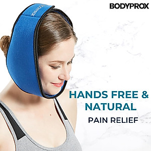 Bodyprox Face ice Pack for Jaw, Head and Chin, Adjustable Hot and Cold Wrap for Wisdom Teeth and TMJ Pain Relief, Nylon, Blue