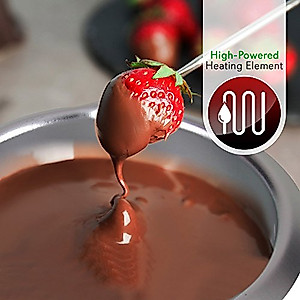 NutriChef Chocolate Melting Warming Fondue Set - 25W Electric Choco Melt / Warmer Machine w/ Keep Warm Dipping function & Removable Pot, Melts Chocolate, Candy, Butter, Cheese- PKFNMK14,White