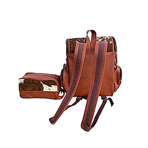 Leather Cowhide Backpack with cowhide hand clutch | Traveling Backpack Leather is for both Men and Women | Made with Cow Skin | Special designed for Gifts, sports, Gym, and Multi-Purpose Uses