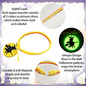 Kids Halloween Party Favors Zipper Bracelets, 28 Pack Glow in the Dark Halloween Zipper Wristbands for Kids Halloween Gifts, Halloween Giveaways, Halloween Goodie Bag Fillers, Kids Halloween Supplies