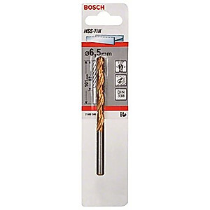 Bosch 2608596716 DIN338 Metal HSS-Tin Drill Bit, 6.5mm x 63mm x 101mm