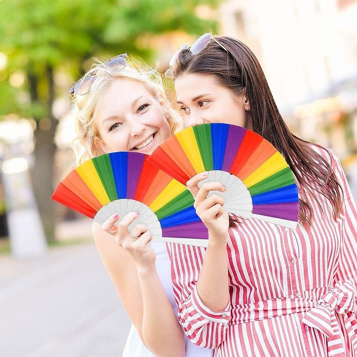 RAZZUM Decorative Folding Fans Folding Fan Rainbow Hand-held Folding Fan Dance Folding Fan Fan Decorative Fan Wedding Gifts, Party Gifts Gift Hand Fan fan