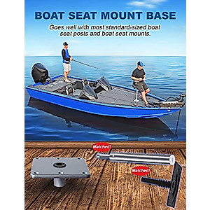 MATINA Boat Seat Base, 7" x 7" Aluminum Boat Seat Pedestal & Base with 3/4" Pin Post Socket, Heavy Duty Boat Accessories for Boat Seat Post & Boat Seat Mount to Install Boat Seats, 1 Pack