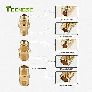 TEENGSE 3/8inch Natural Gas Quick Connect Fittings, Propane Gas Grill Quick Connector Adapter kit, LP Gas Propane Hose Quick Disconnect Set, Brass Tube Fitting for Gas Grill, Patio Heater