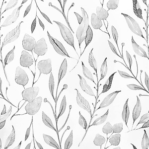 WENMER Gray Leaf Wallpaper Floral Wallpaper Peel and Stick Wallpaper 17.7" x 118" Self Adhesive Watercolor Leaves Peel and Stick Wallpaper Removable Floral Contact Paper for Cabinets Wall Decor