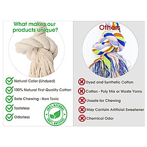 Barida Pet Supplies 100% Natural Cotton Rope Dog Toys, Premium White Cotton Dog Chew Toys, Puppy Chew Toys for Teething, Puppy Toys Small Dogs, Medium Dog Toys -Tough Dog Rope Toys
