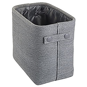 mDesign Fabric Storage Box – Household Storage Basket with Integrated Handles - Perfect for Holding Towels and Bathroom Accessories – Charcoal