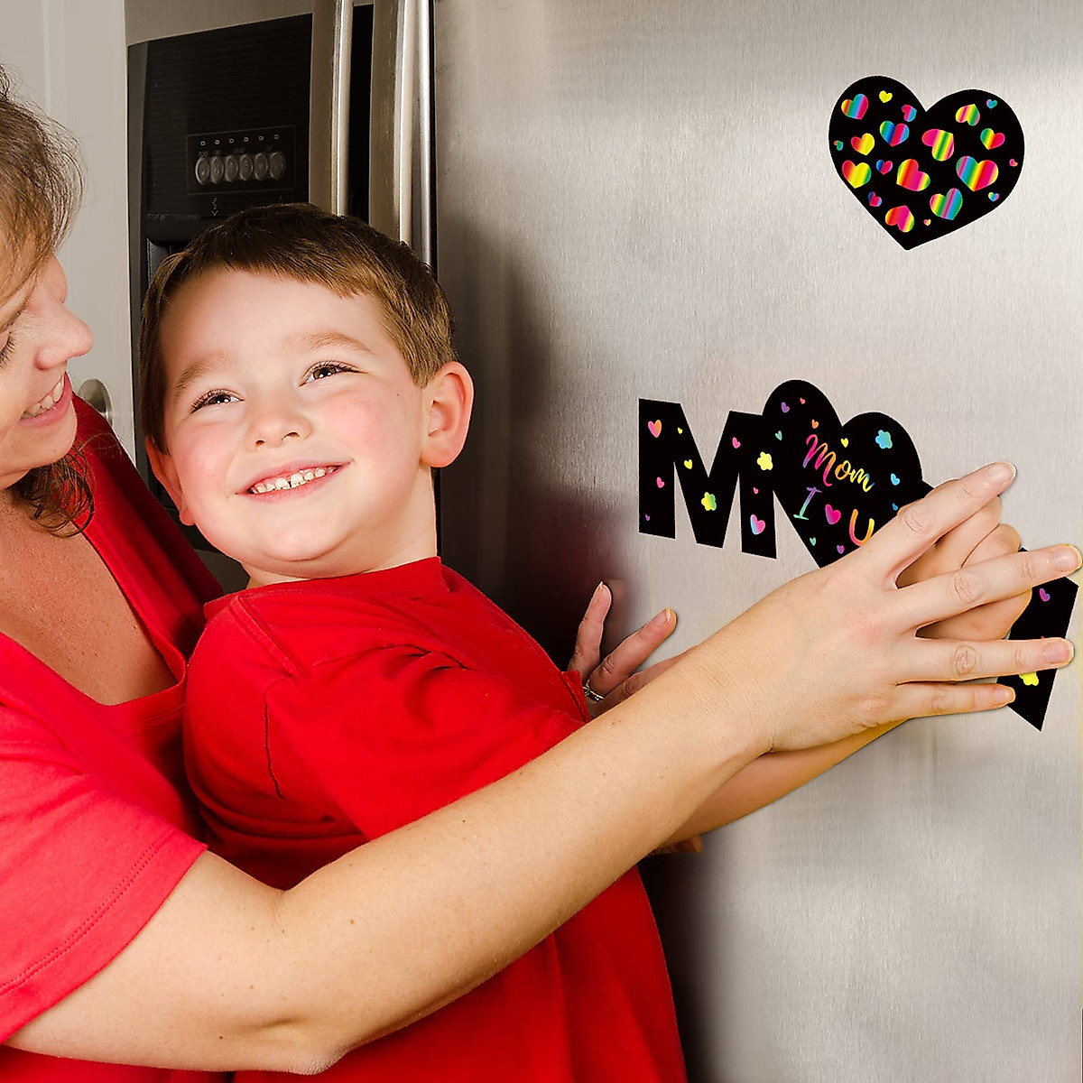 Fancy Land Mothers Day Scratch Crafts Kit for Kids Scratch and Sketch Art Paper Magnet Ornaments 24 Pcs