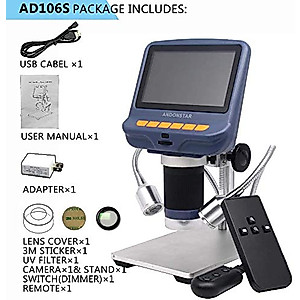 Andonstar AD106S Digital Solder Microscope Electronic Repair Coin Collection Jewelry Appraisal Antique Authentication and Children Biology Slides Observation 200X Magnification with 4.3-inch Display