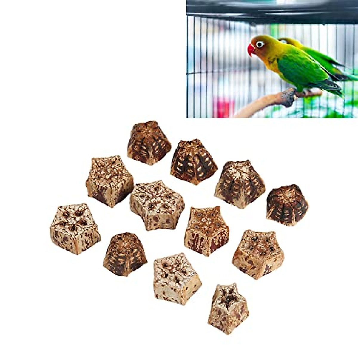 Pssopp Bird Chewing Blocks Toy,Decorative Dried Nut Wood Bird Block Toys Decorative Five Pointed Bird Toy for Bird Supplies Hamsters Totoros Rabbits
