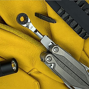 711L Flat End EDC Ratchet Wrench - Screwdriver Accessory Compatible with Multitools' Flat Bit Adapters (without key ring hole)