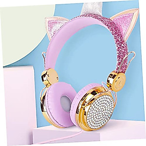 Abaodam Cat Ear Headphone 2pcs Unicorn Headphones Foldable Headphones Noise Cancelling Headphones on Ear Headphones Headset Headphones for Headphones with Mic Adjustable Girl