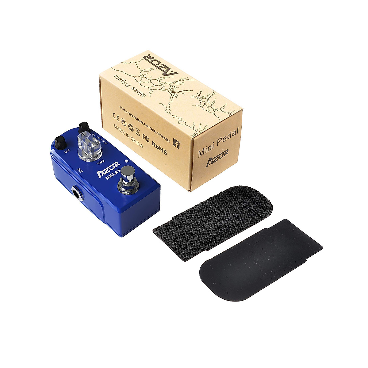 AZOR Vintage Analog Delay Guitar Effect Pedal with Guitar Effect Pedal Cables 3 Pack (Gold)