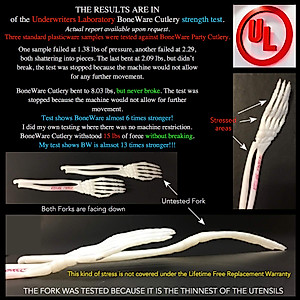 Skeleton Shaped Plastic Silverware Set Plasticware: Reusable, Dishwasher Safe, Non Toxic, Heavy Duty Forks Spoons & Knives (Place Setting for 6-18pcs Total)