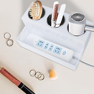 JaBrand Hair Tool Organizer for Bathroom, Acrylic Make-up Organizer White Hot Tool Holder Countertop Hair Dryer for Vanity Caddy Storage Accessories