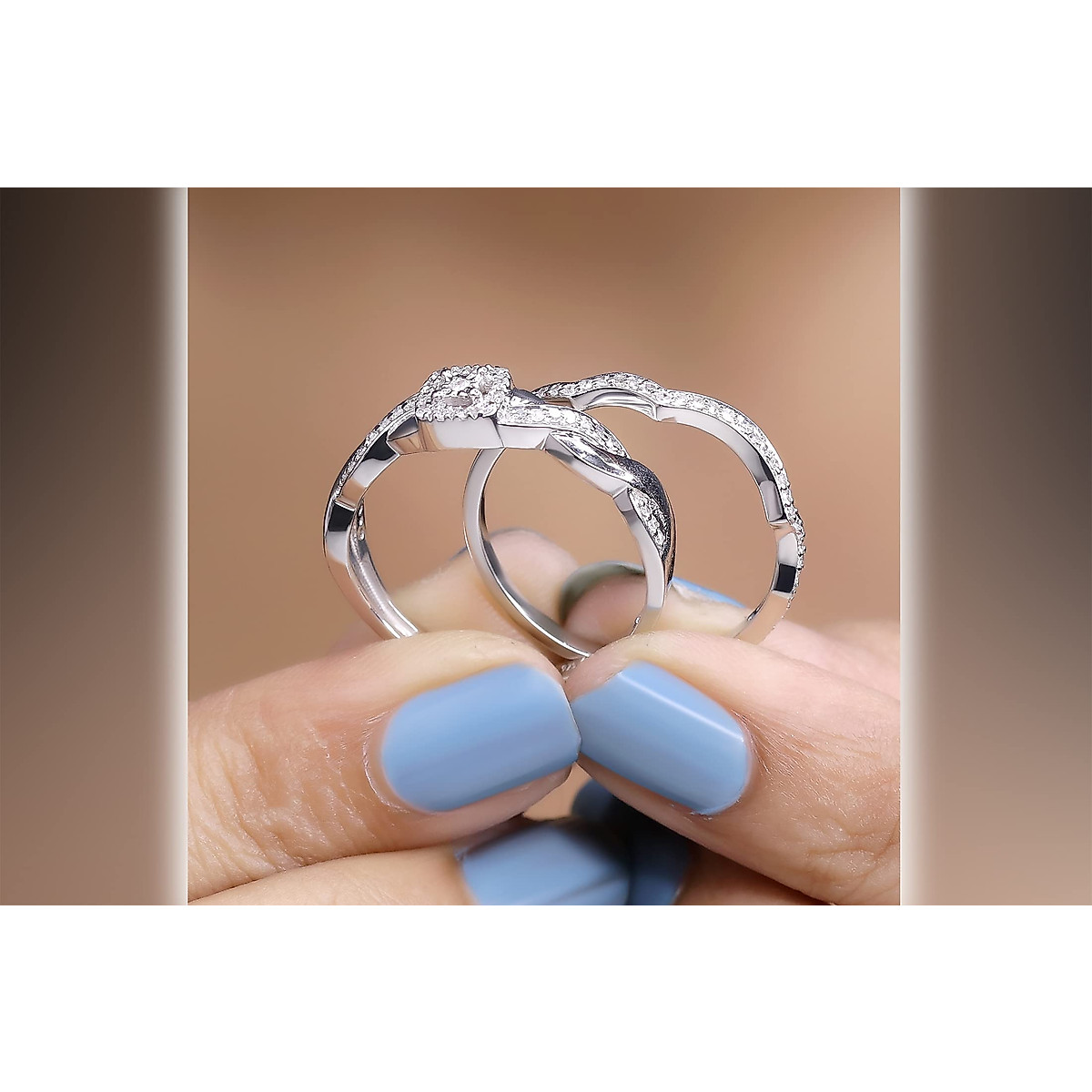 Dazzlingrock Collection 0.30 Carat (ctw) Sterling Silver Round Diamond Ladies Swirl Bridal Engagement Ring Set 1/3 CT, Size 7.5