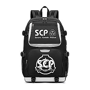 TPSTBAY SCP Foundation Large Daypack Cartoon Bookbag Unisex Travel Bagpack Oxford Laptop Backpack with USB Port(3)