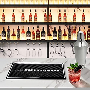 Premium Bar Mat - Non-Slip, Absorbent, and Multi-Purpose - Heavy Duty Commercial Grade Rubber - Dish Dry and Spill Mat for Kitchen or Cocktail Bar Countertops - Designed in USA - 16"x12"x0.4"-Black