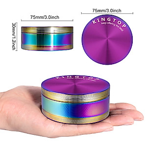 KINGTOP 3 Inch Large Spice Grinder, Zinc Alloy Mills (Colorful)