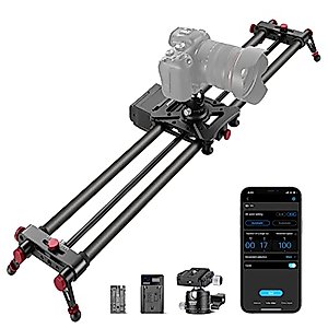 NEEWER 47.2”/120cm Motorized Camera Slider, App Wireless Control Carbon Fiber Dolly Rail Slider, Support Video Mode, Time Lapse Photography, Horizontal, Tracking and 120° Panoramic Shooting (ER1-120)