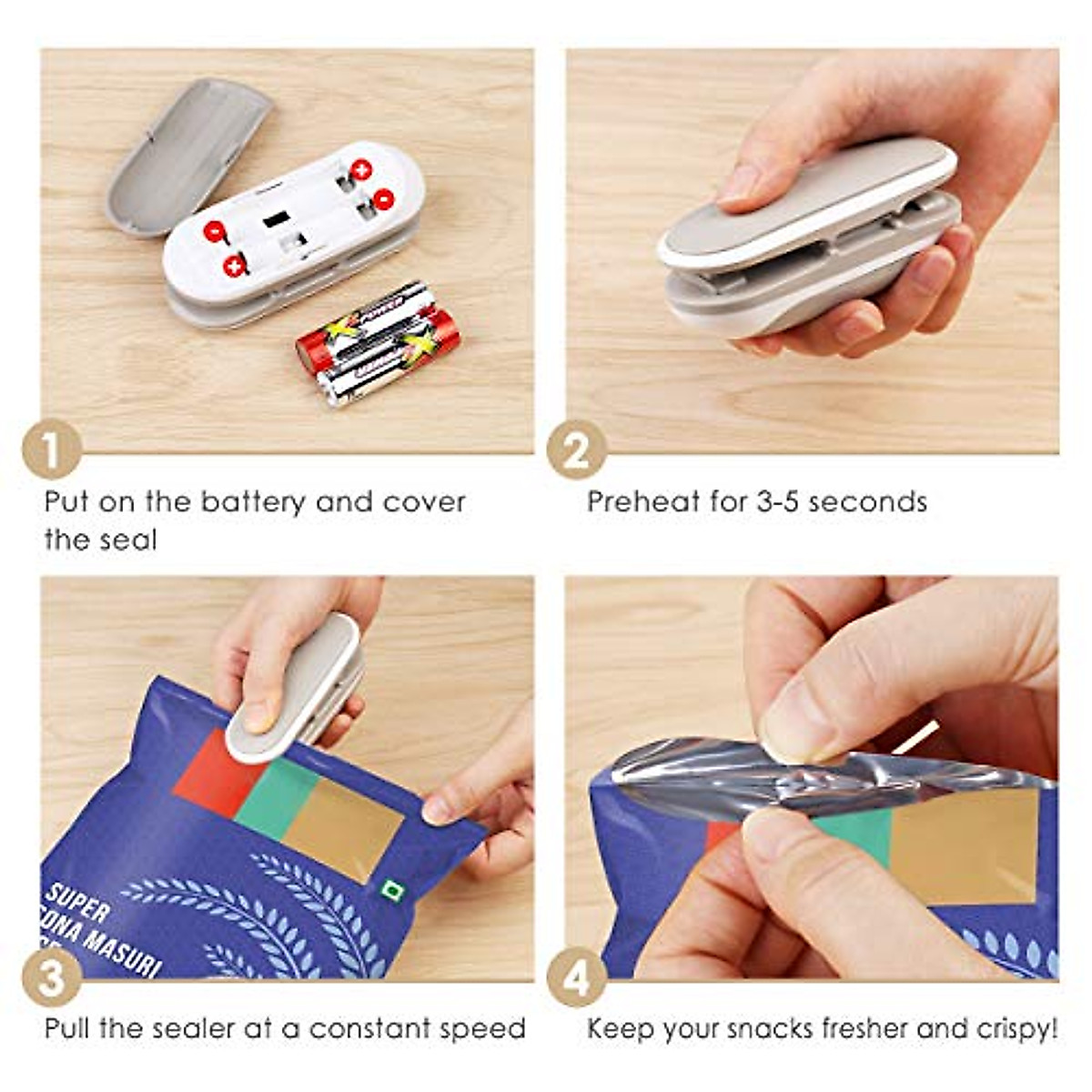 Mini Bag Sealer, Handheld Heat Sealers, 2 in 1 Heat Sealer, Cutter Portable Bag Sealer, Food Storage Snack Fresh Bag Sealer