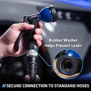VIKING Hose Nozzle, Garden Hose Nozzle with 8 Spray Patterns, Adjustable Heavy Duty Water Hose for Washing Car, Watering Plants, Washing Pets, and Home Use