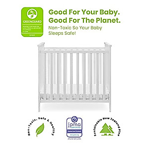 Delta Children Middleton Mini Crib with 2.75-Inch Mattress - Greenguard Gold Certified, Textured White