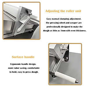 HayWHNKN Manual Dough Sheeter 16.5'' Dough Roller Sheeter Fondant Sheeter Stainless Steel Dough Press Machine Pastry Machine Pasta Maker for Fondant, Croissants, Icing, Pizza and Puff Pastry