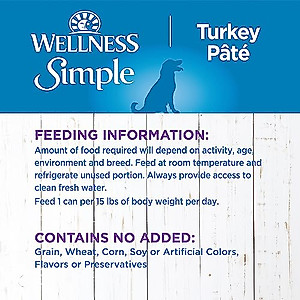 Wellness Simple Natural Wet Canned Limited Ingredient Dog Food, Turkey & Potato, 12.5-Ounce Can (Pack of 12)