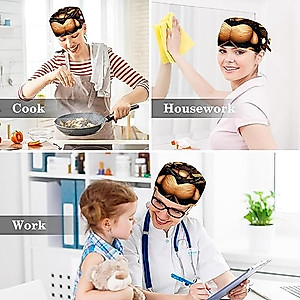 Happy Thanksgiving Acorns Bouffant Working Cap with Ribbon Tie for Women Long Hair, Scrub Surgical Hat, One Size Head Cover