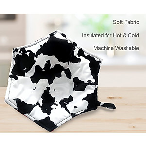 Cow Print Kitchen Microwave Bowl Holders 2 Pack for Hot Food Set of Bowl Potholders Soup Bowl Cozy Bowl Hot Pads Hot Bowl Holder Multipurpose Hot Heat Proof Plate Holder Pot Holders for Bowls