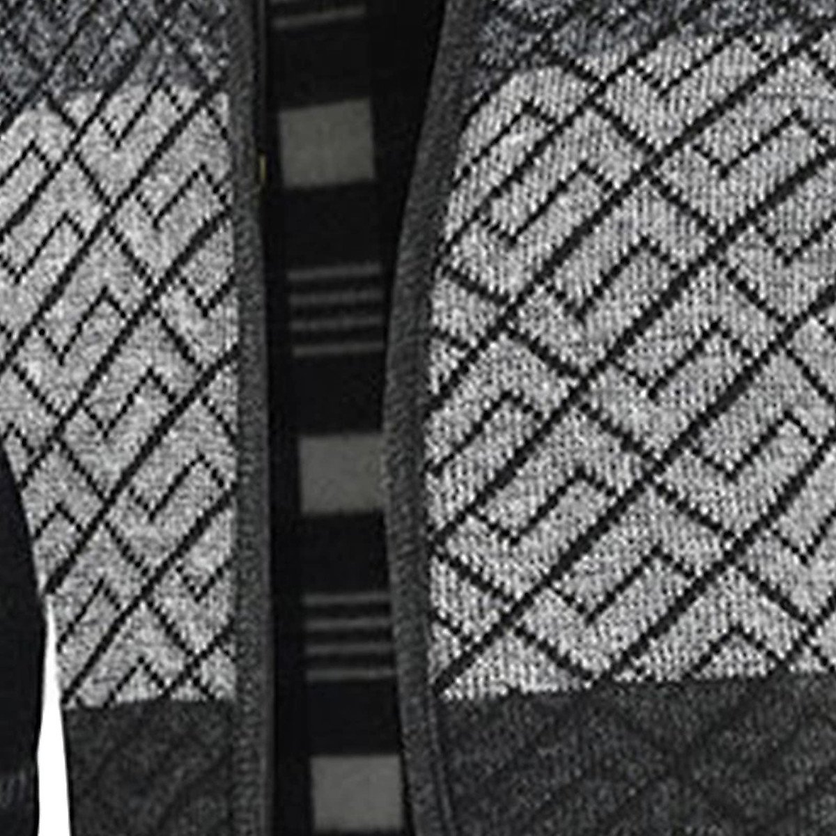 Men's Casual Thick Knitted Cardigan Sweaters Color Block Full Zip Knit Sweater Long Sleeve Fleece Winter Cardigans (Dark Grey,3X-Large)