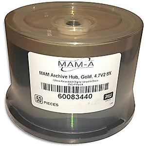 4.7 GB MAM-A (Mitsui) GOLD 8X DVD+R's (Archival-grade) 50-pak in Cakebox