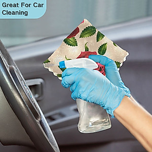 senya 6 Pack Dish Cloths Dish Towels Red Roses Flowers Reusable Kitchen Hand Towels