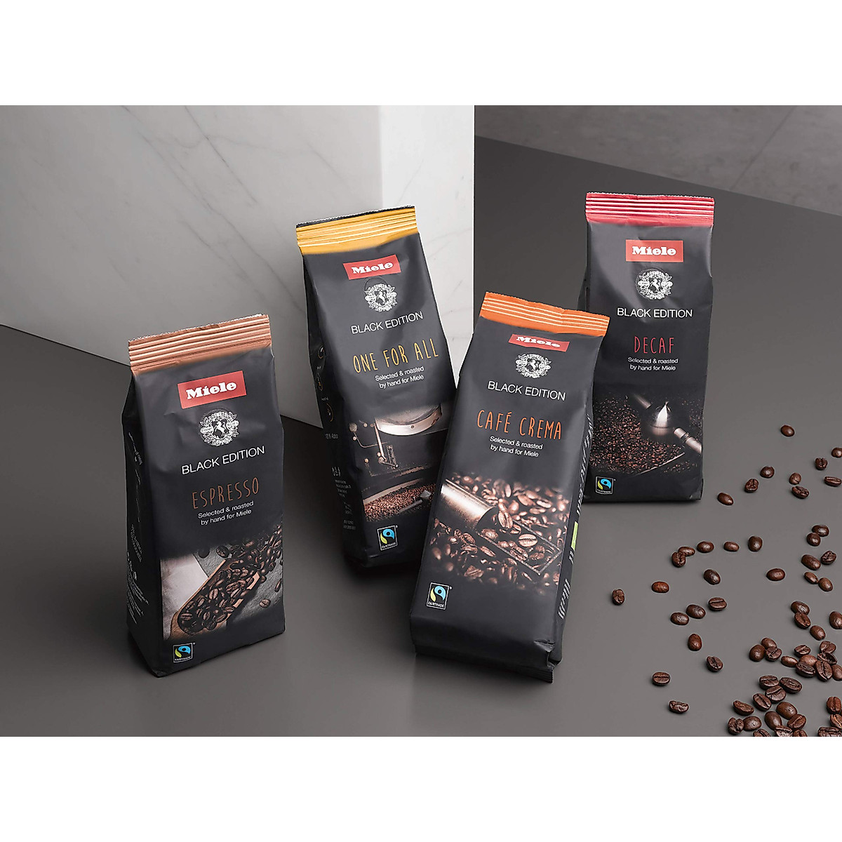 Miele Black Edition One For All Hand-Selected & Hand-Roasted Whole Coffee Beans - USDA Organic, Fair Trade Certified - 8.8 oz (250g)