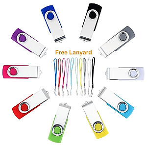 32GB USB 2.0 Flash Drive Pnstaw Swivel Memory Stick Thumb Drive Pen Drives Jump Drive for Data Storage, File Sharing(10 Pack,Multi-Color) (32GB)