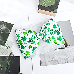 YanJie 7" St.Patrick's Day Baby Girls Headbands Shamrock Print Baby Bows Newborn Wide Hair Bows Handmade St.Patricks Elastics Headband Hair Accessories Gift for Infant Toddlers Kid