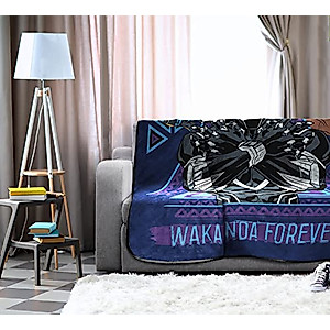 Marvel Black Panther Wakanda Forever Blanket - Measures 60 x 90 inches, Kids Bedding Features Shuri & Okoye - Fade Resistant Super Soft Fleece (Official Product)