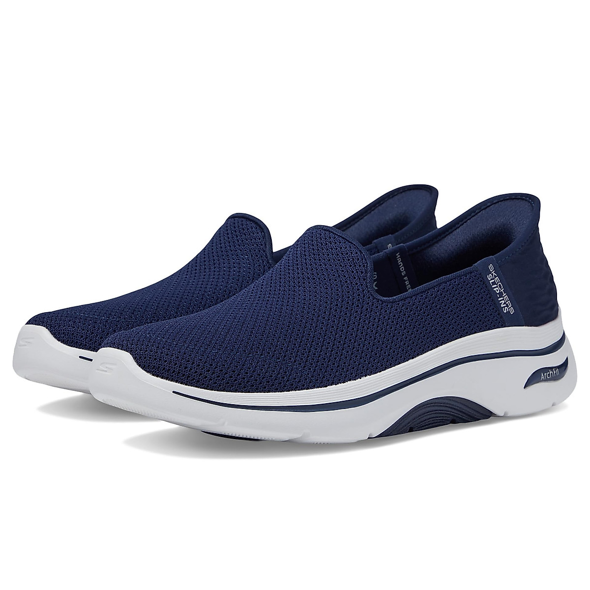 Skechers Women's Go Walk Arch Fit 2.0 Delara Hands Free Slip-Ins Sneaker, Navy/White, 9.5