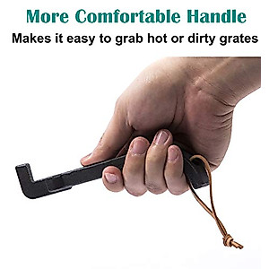 EasiBBQ Cast Iron Grill Grate Lifter, Barbecue Universal Grid Lifter, Hot Surfaces handling Lifter Gripper for Most Charcoal Grills and Gas Grills