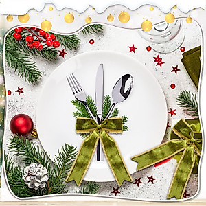 Preboun 4 Rolls Velvet Ribbon for Gift Wrapping 24 Yards Total Frayed Edge Velvet Silk Ribbon for Valentine‘s Day Wedding Baby Shower DIY Crafts Decor(Olive Green,1.5 Inch)